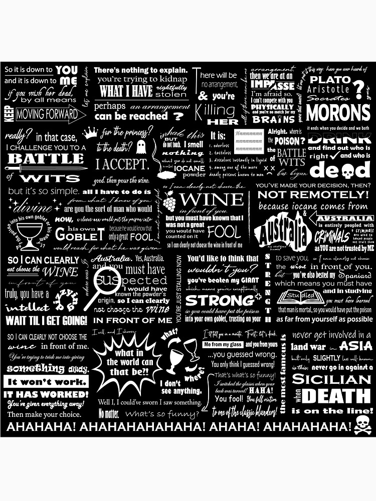 "Princess Bride Poison Scene - White on Black" T-shirt for Sale by ...