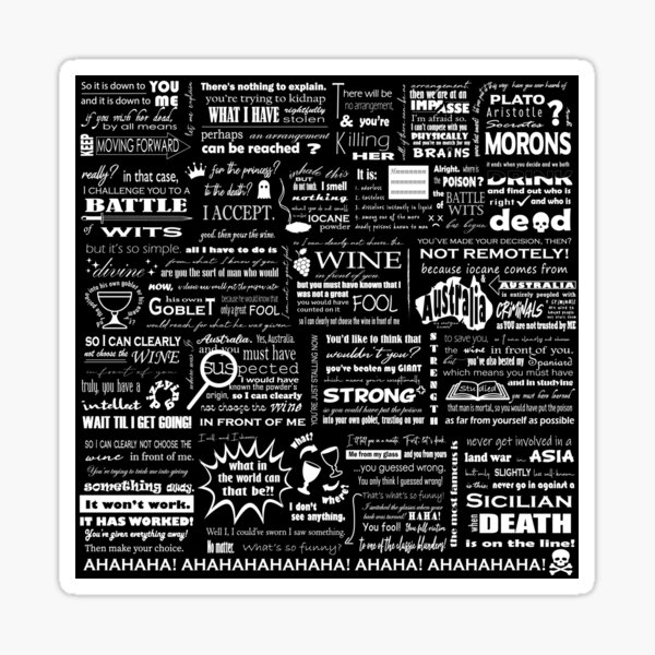 "Princess Bride Poison Scene - White on Black" Sticker for Sale by ...