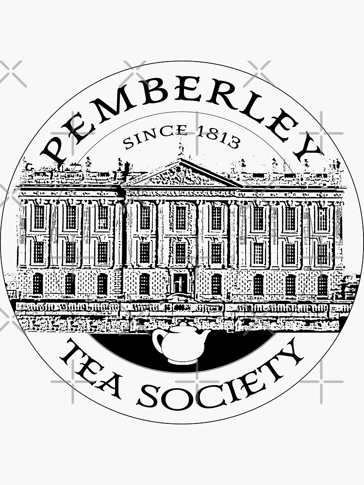 "Pemberley Tea Society Since 1813 - Pride and Prejudice BLACK" Sticker ...