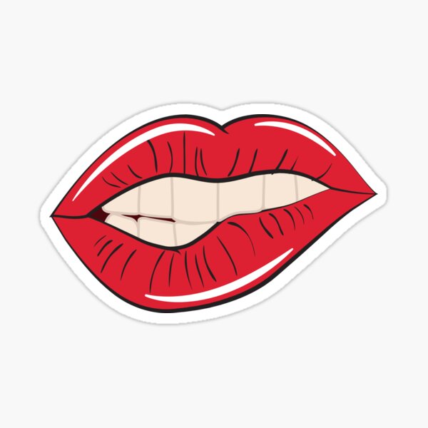 "Bite Lip Emoji" Sticker by AlliciasGifts | Redbubble