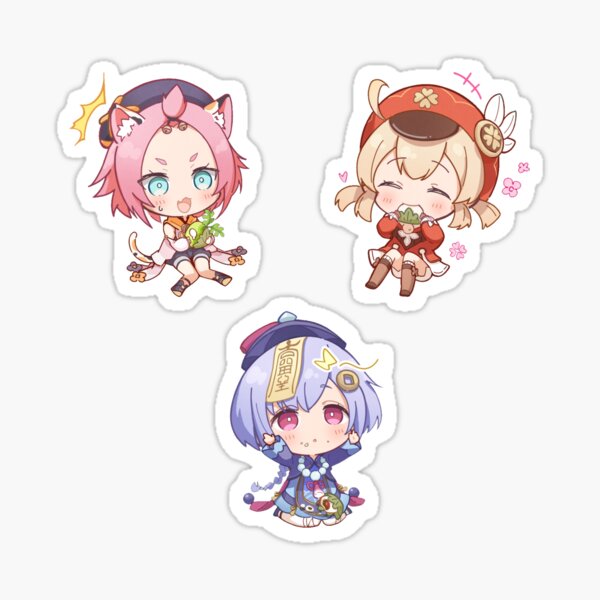 "Diona, Klee and Qiqi" Sticker for Sale by Aka-Hanako | Redbubble