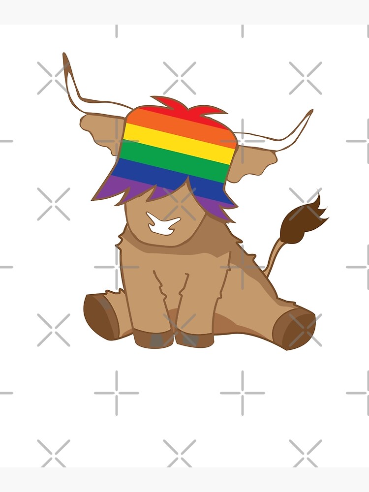 "Gay Highland cow LGBT flag rainbow pride cow" Photographic Print for ...