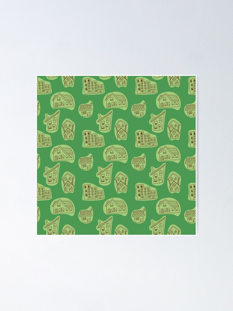 "Spotty outline houses on a green background" Poster by CutieBlue ...