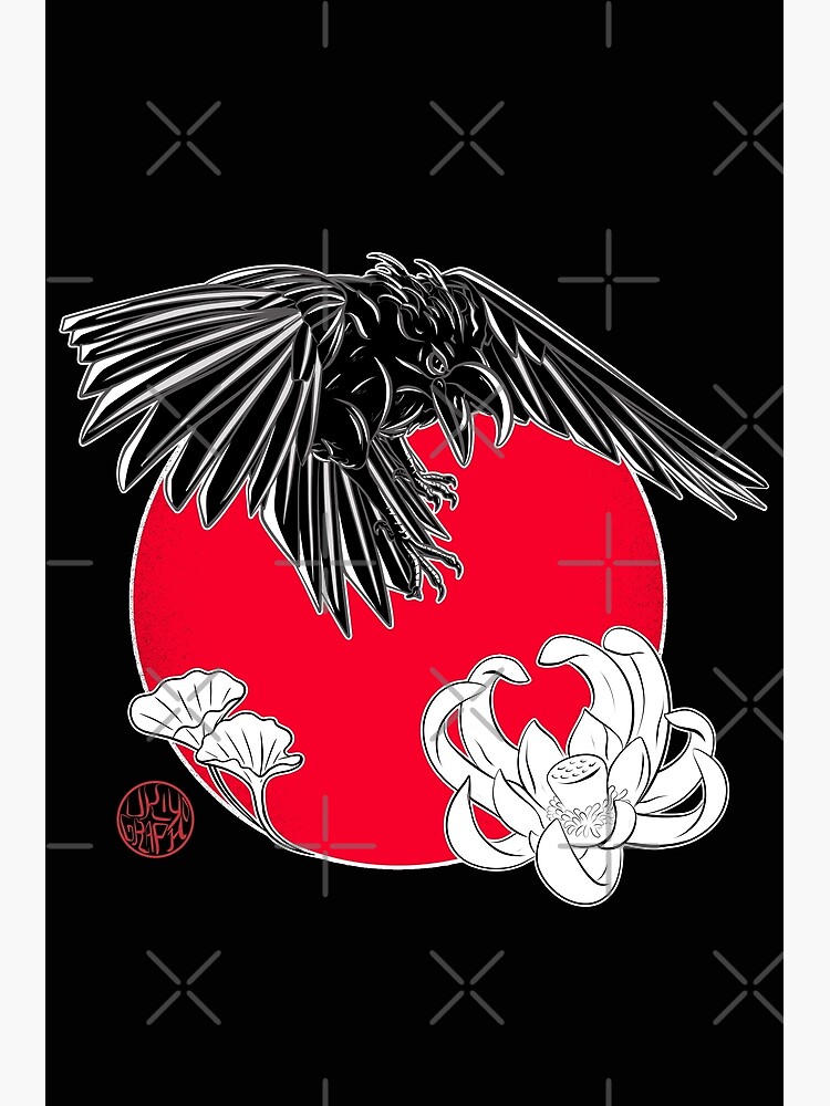 Japanese crow and Lotus Premium Matte Vertical Poster sold by Flawless ...