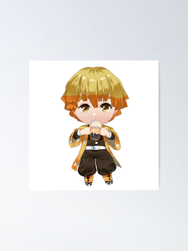 Poster « Zenitsu Agatsuma Boba Milk Bubble Tea Démon Slayer Kimetsu No ...