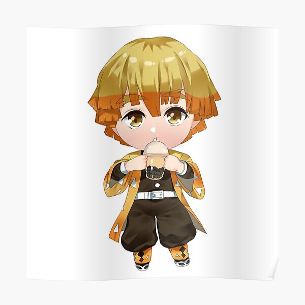 Poster « Zenitsu Agatsuma Boba Milk Bubble Tea Démon Slayer Kimetsu No ...