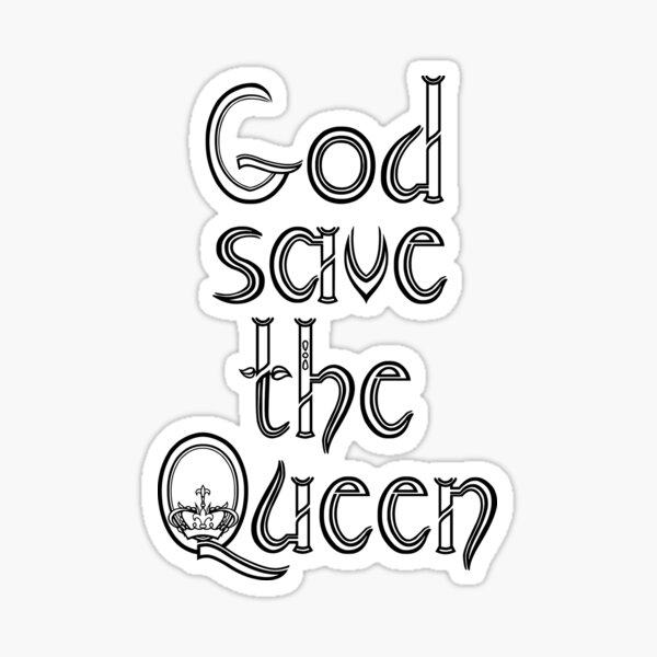 "God Save The Queen (QUEEN): Early Logo Design (black)" Sticker for ...