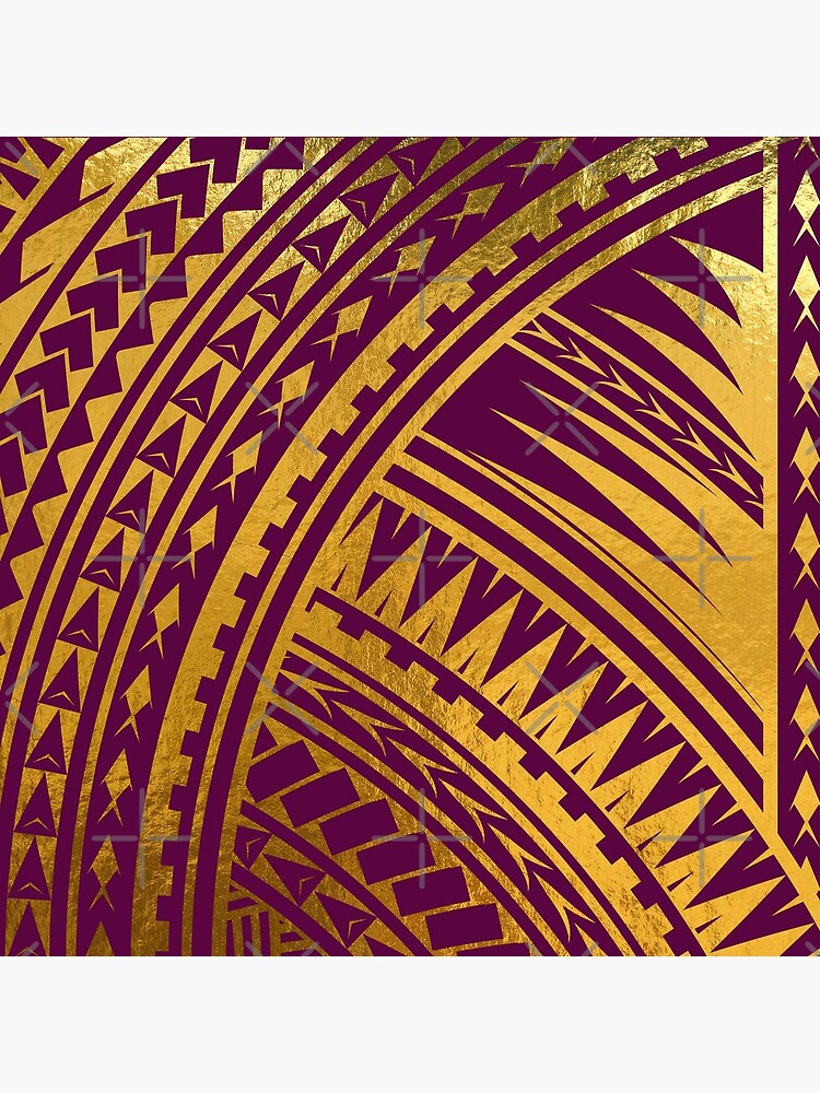 "Samoan Tatau - Gold Foil Polynesian Design Tatau" Pillow for Sale by ...