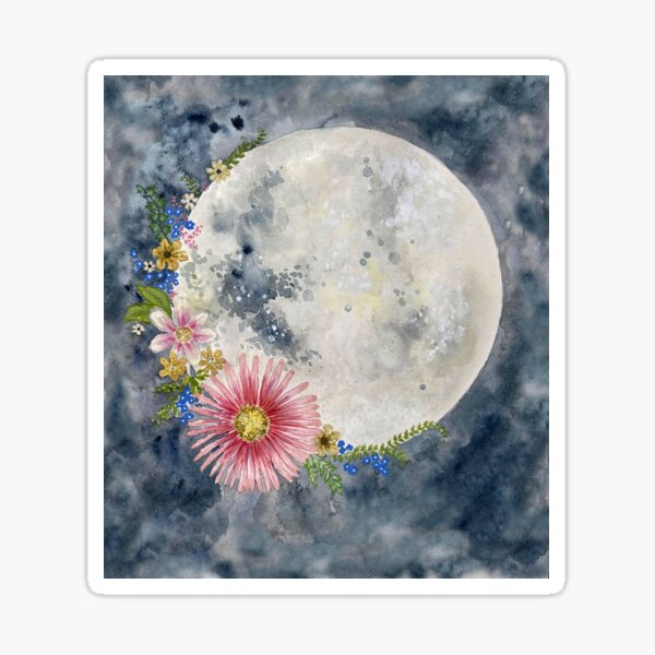 "Full Flower Moon" Sticker for Sale by Purrr | Redbubble