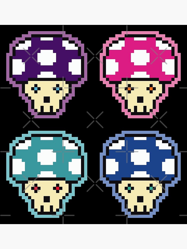 "Pixel Art Mushroom Toadstool Pattern" Poster for Sale by LizardGlow ...