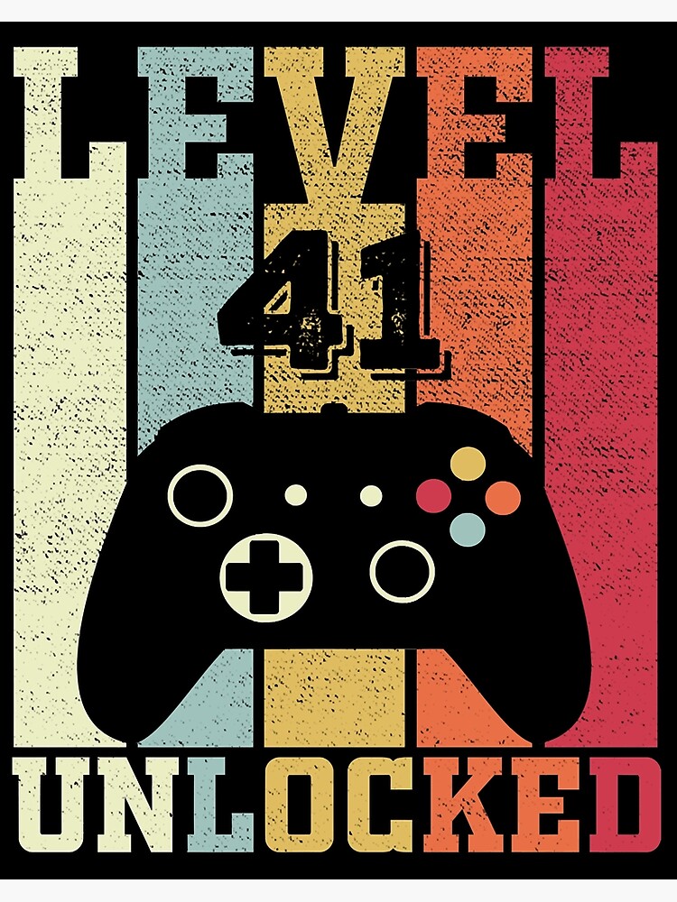 "Level 41 Unlocked Funny Video Gamer 41st Birthday Gift" Art Board ...