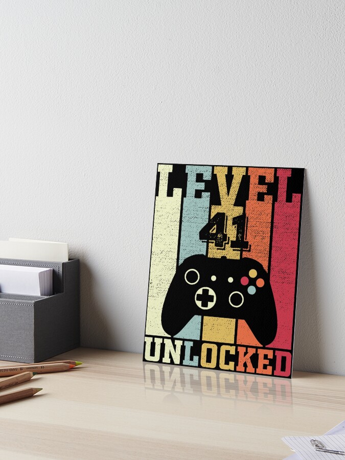 "Level 41 Unlocked Funny Video Gamer 41st Birthday Gift" Art Board ...