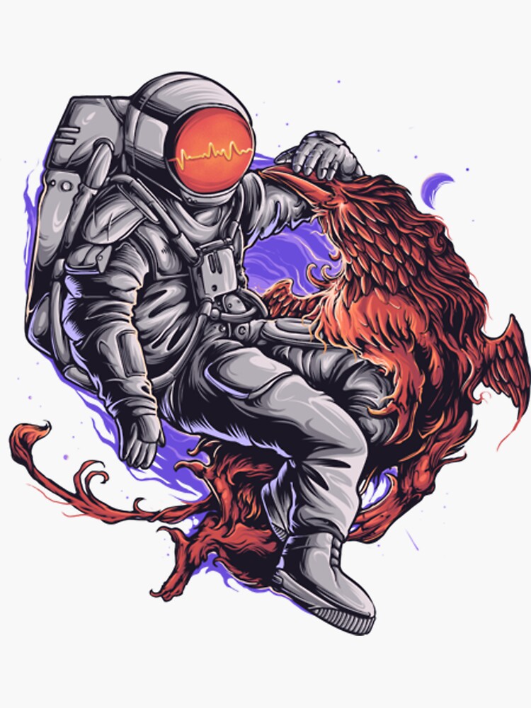 "Astronaut and Space Griffin" Sticker by gimkolakai | Redbubble