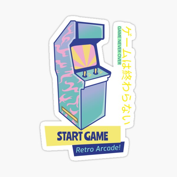 "Retro Vintage Video Games Arcade Japanese Kawaii Gamer " Sticker for ...