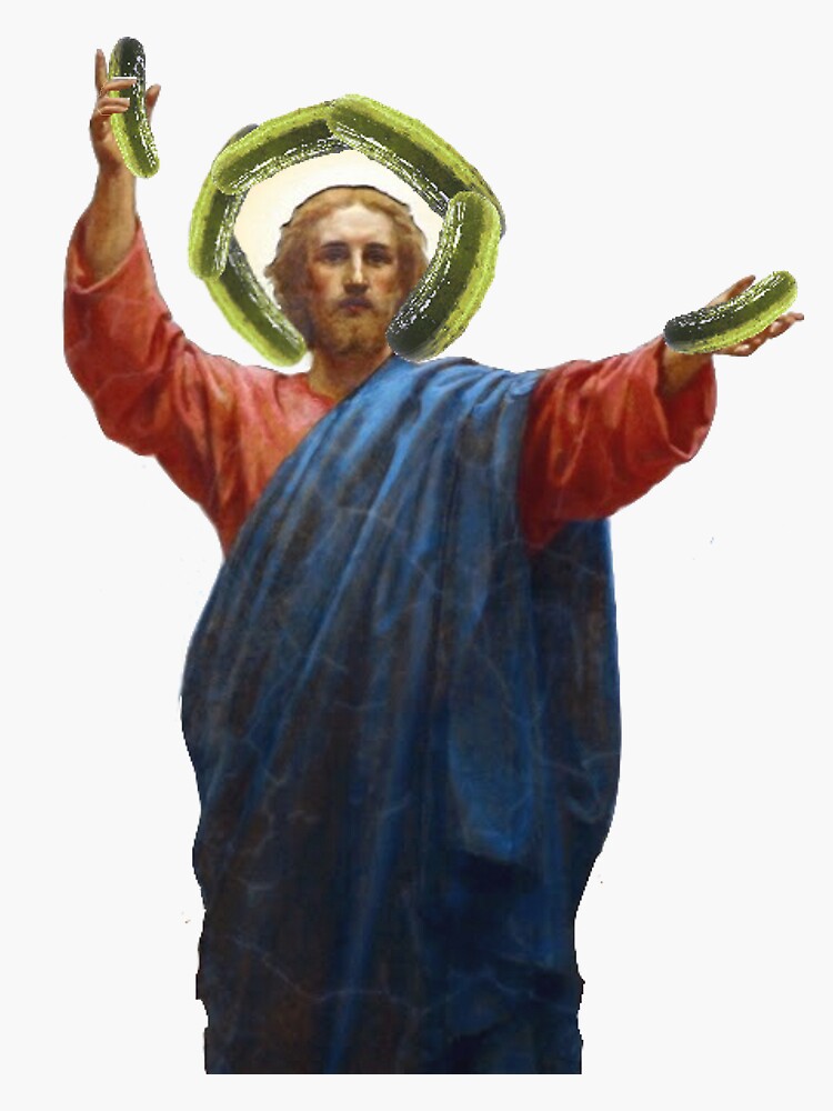 "Pickle Jesus" Sticker by MiamiChicken | Redbubble
