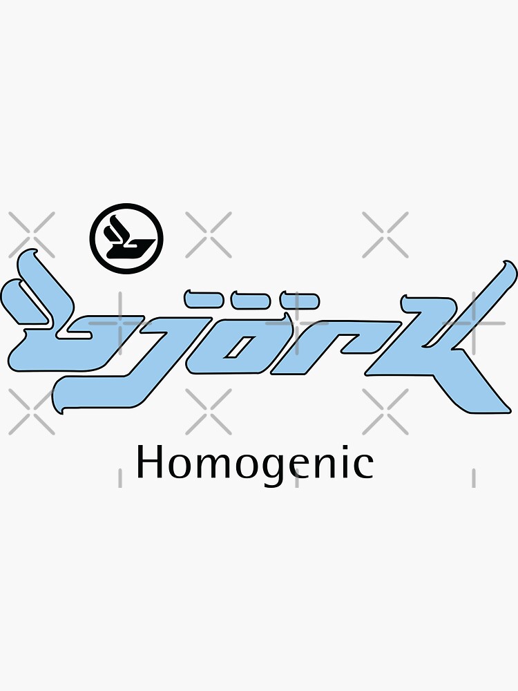 "Bjork Homogenic Logo (Black / Light Blue)" Sticker for Sale by ...