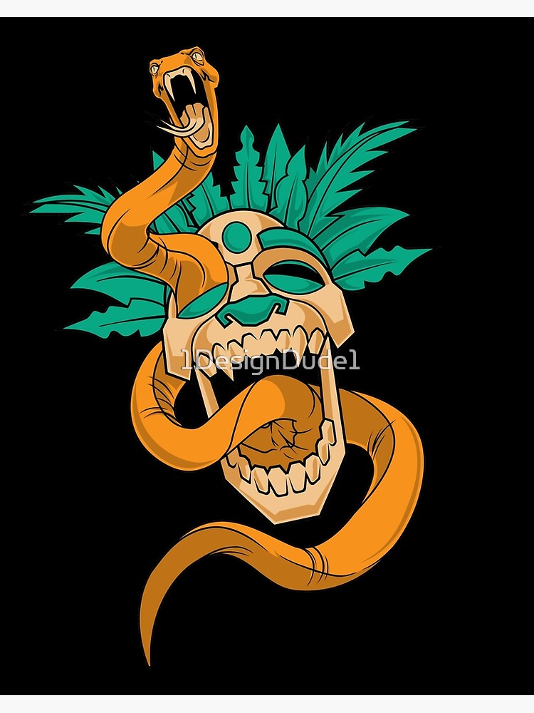"snake + TIKI mask" Art Board Print for Sale by 1DesignDude1 | Redbubble