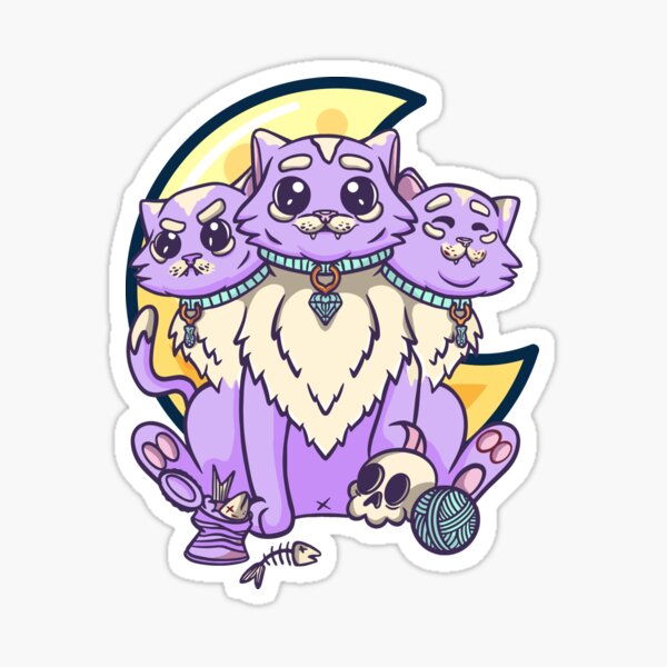 "Kawaii Pastel Goth Cute Creepy 3 Headed Cat Skul," Sticker for Sale by ...