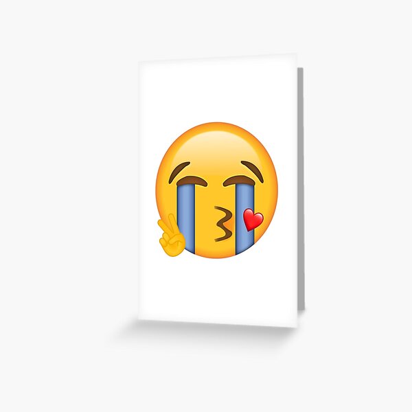 "Crying peace sign kiss face emoji" Greeting Card by bird39 | Redbubble