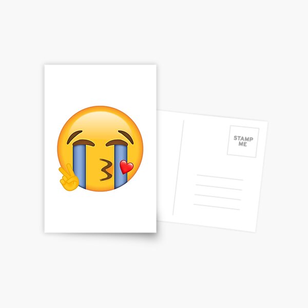"Crying peace sign kiss face emoji" Postcard by bird39 | Redbubble