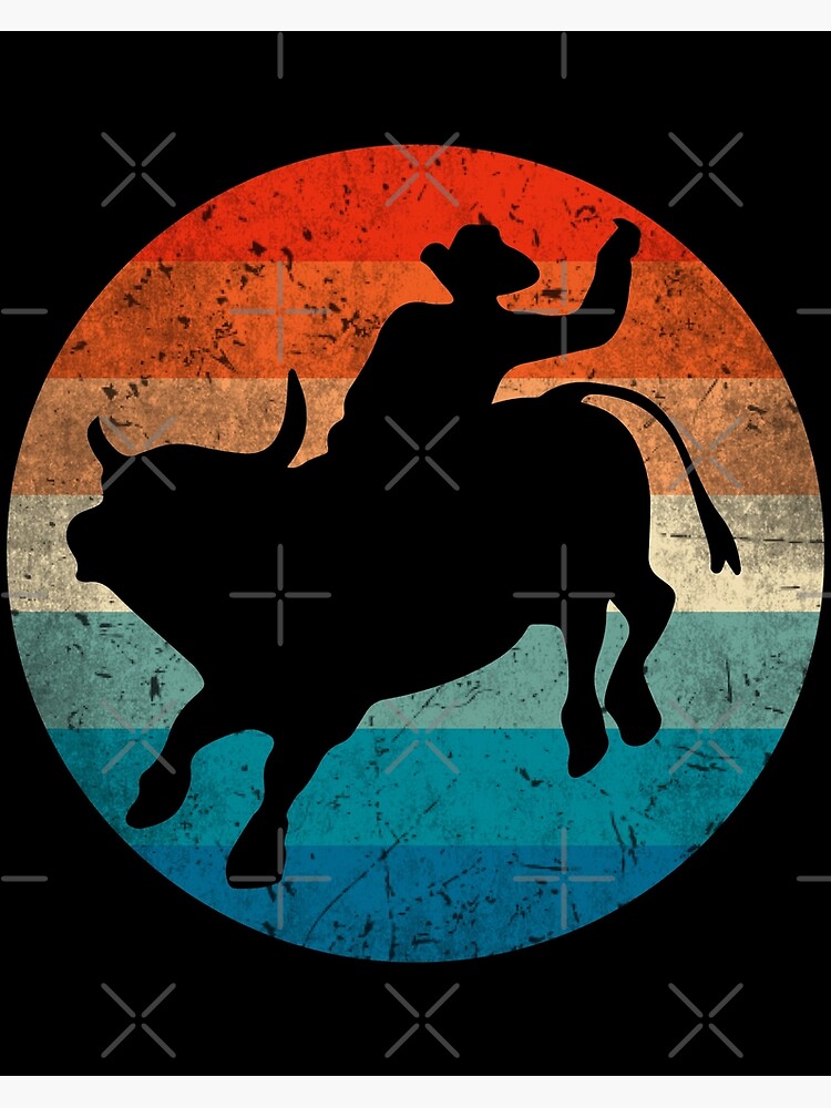"Rodeo Bull Riding Retro Vintage Sunset" Poster for Sale by Elhafdaoui ...