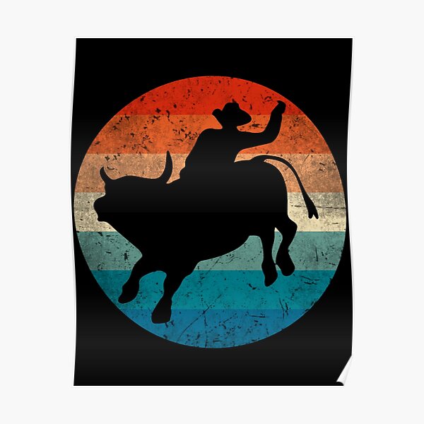 "Rodeo Bull Riding Retro Vintage Sunset" Poster for Sale by Elhafdaoui ...