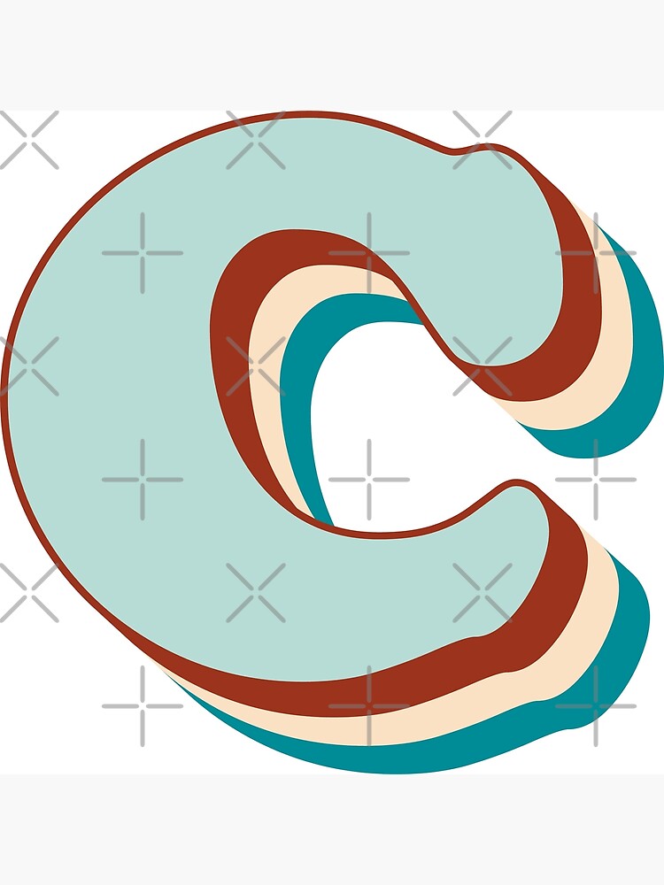 "Letter C initial groovy retro font vintage lettering typography ...