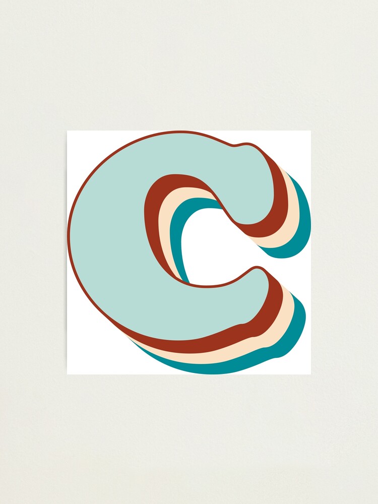 Lámina fotográfica «Letra C inicial groovy retro font vintage lettering ...