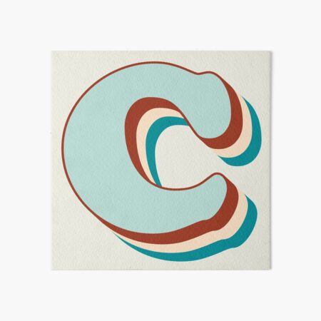 Lámina rígida «Letra C inicial groovy retro font vintage lettering ...