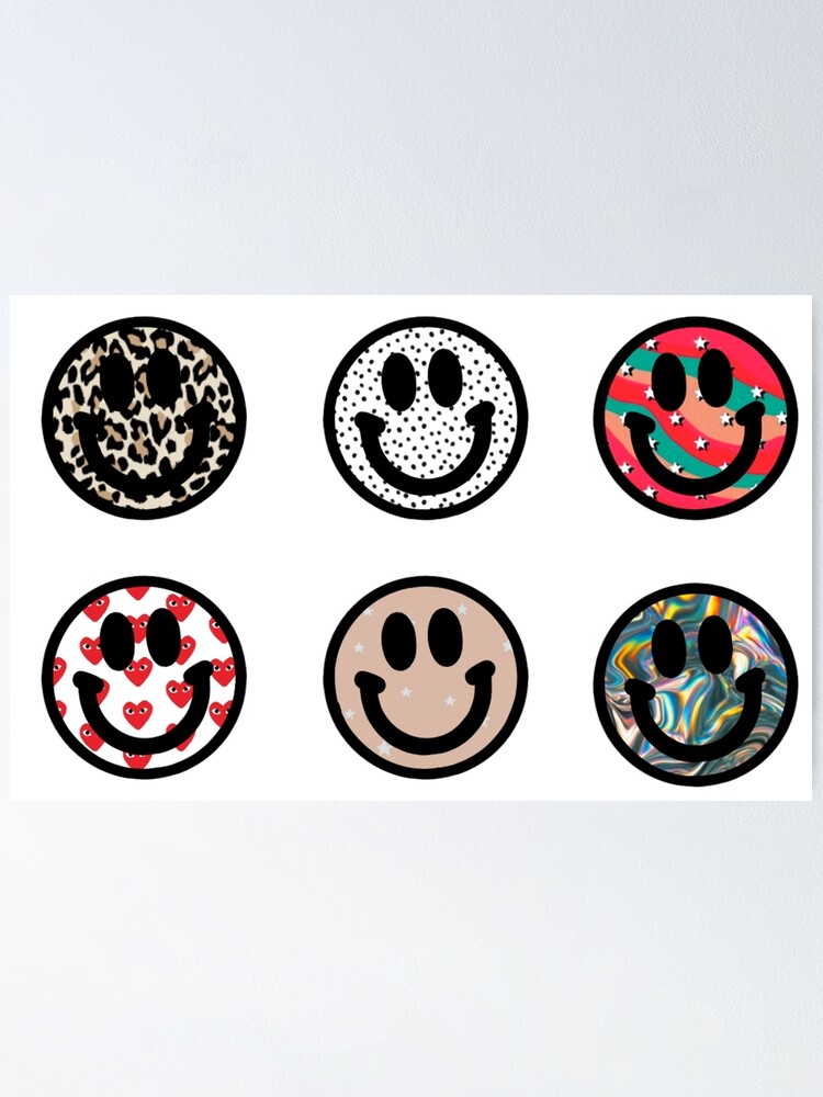 "Trendy Happy Faces Sticker Pack" Poster for Sale by lolsammy910 ...
