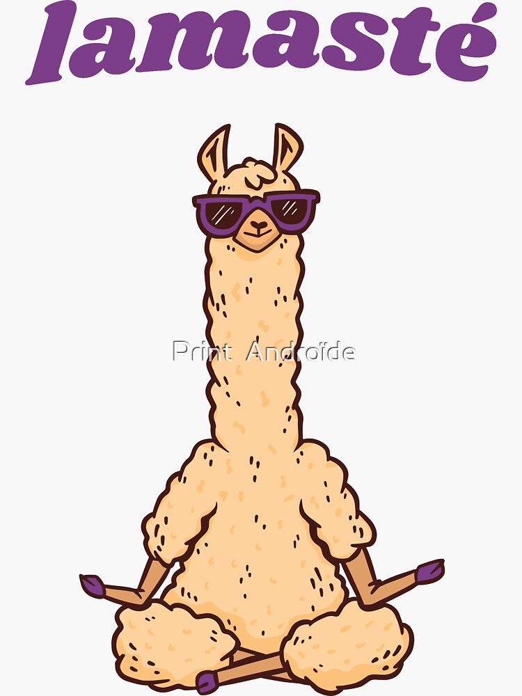 "Lamasté - Funny lama word game for meditation and yoga lovers" Sticker ...