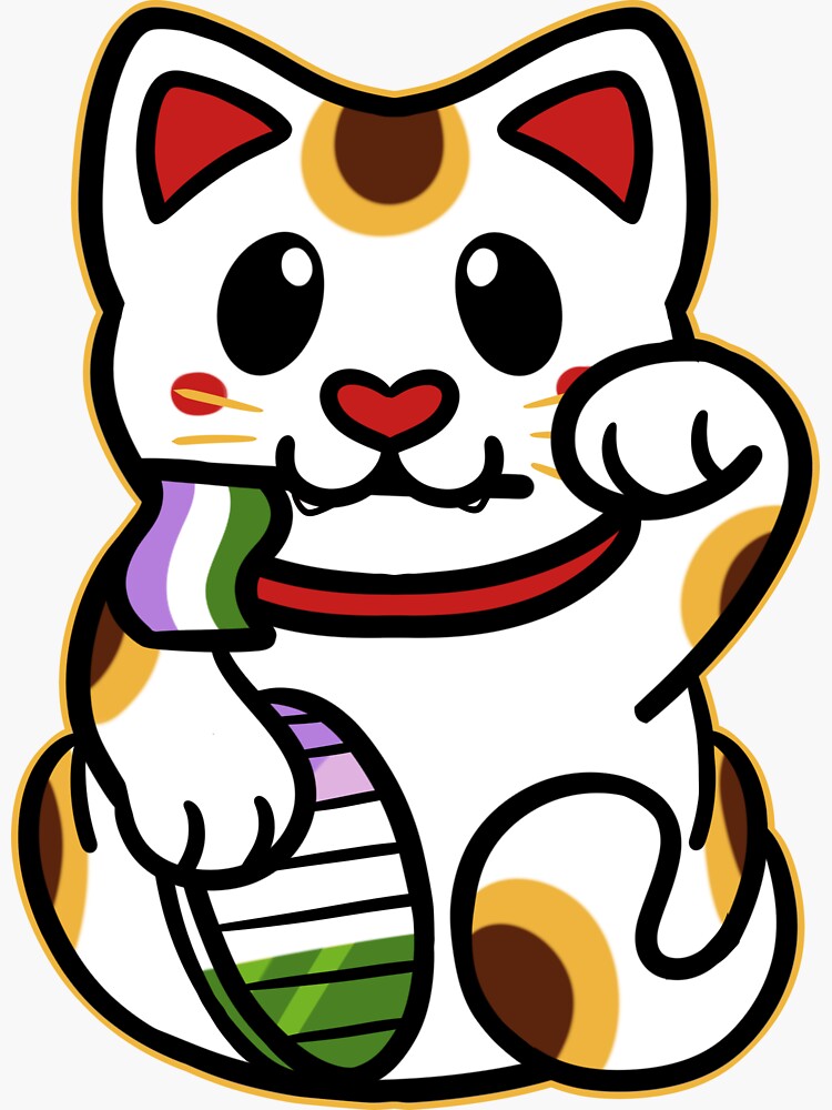 "LGBTQ+ Pride Lucky Cat - Genderqueer" Sticker for Sale by leashonlife ...