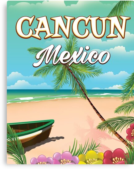 "Cancun Mexico beach poster" Canvas Print by vectorwebstore | Redbubble