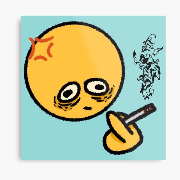 "Smoking cursed emoji" Metal Print for Sale by Shred-Lettuce | Redbubble