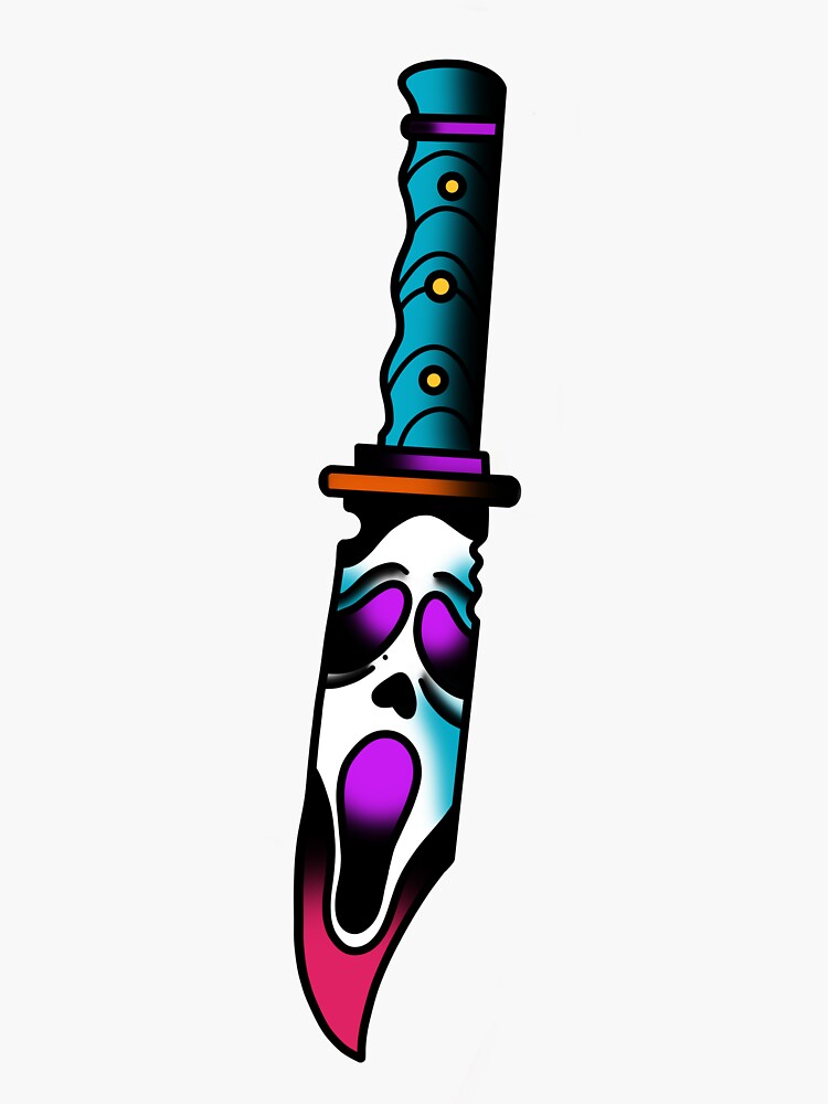 "Tattoo style scream ghost knife sticker" Sticker for Sale by ...