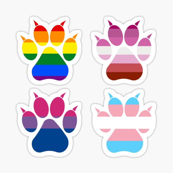 "Cute Cat Footprint, LGBT Flags" Sticker for Sale by DivergentMinds ...