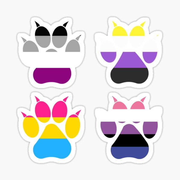 "Cute Cat Footprint, LGBT Flags" Sticker for Sale by DivergentMinds ...