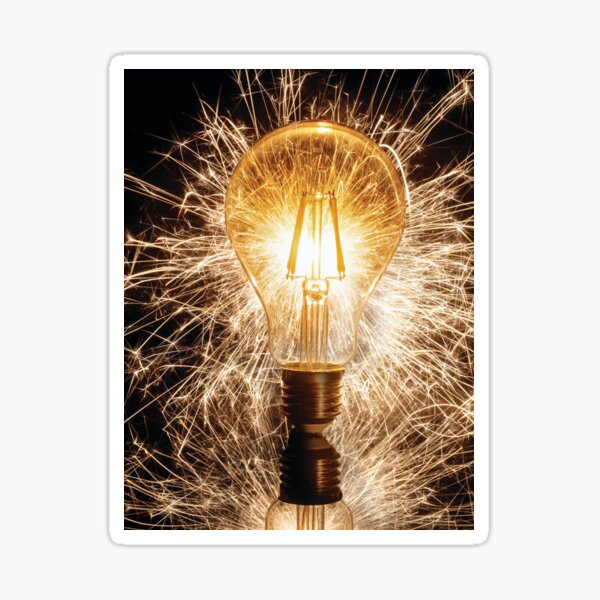 "SPARKING LIGHTBULB by Bruce Ashman Baker" Sticker for Sale by ...