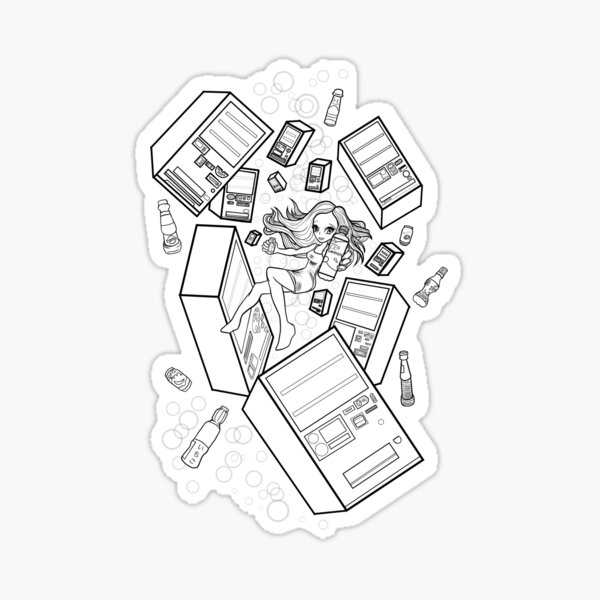 "Vending Machine Mania with Girl " Sticker for Sale by gensgraphics ...