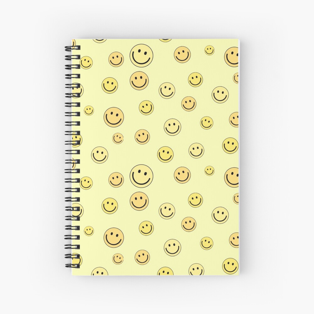 "Happy Smiley Emoji Faces Pattern Set Yellow Color" Spiral Notebook by ...