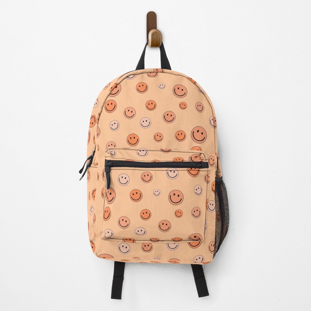 "Happy Smiley Emoji Faces Pattern Set Orange Color" Backpack by ...