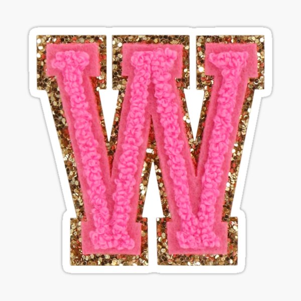 "W - Bubblegum Glitter Varsity Letter Patches" Sticker for Sale by ...