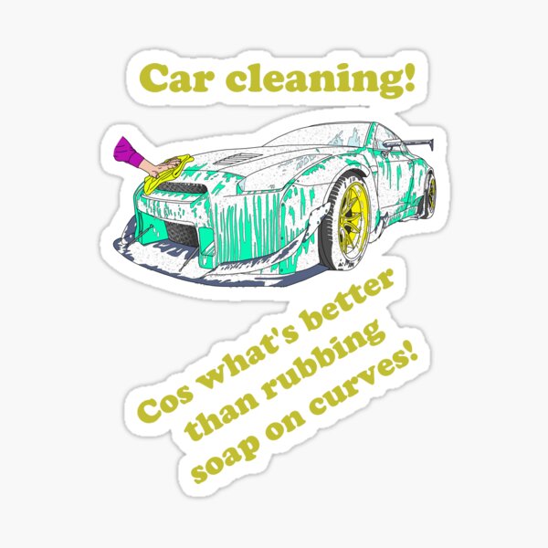 "Funny car cleaning! Car wash! Car detailing! Turquoise! " Sticker by ...