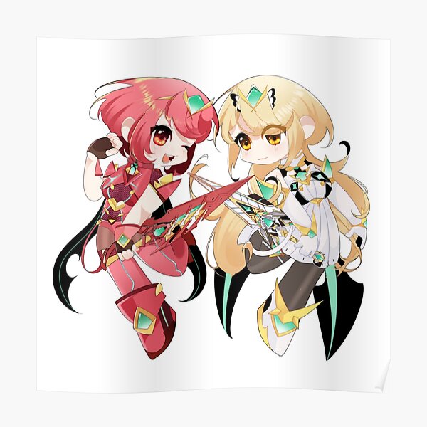 "Xenoblade Pyra and Mythra stickers" Poster for Sale by nicklebunny ...