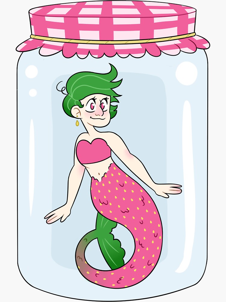 "Strawberry Jam Mermaid" Sticker for Sale by CarryOnDrawing | Redbubble