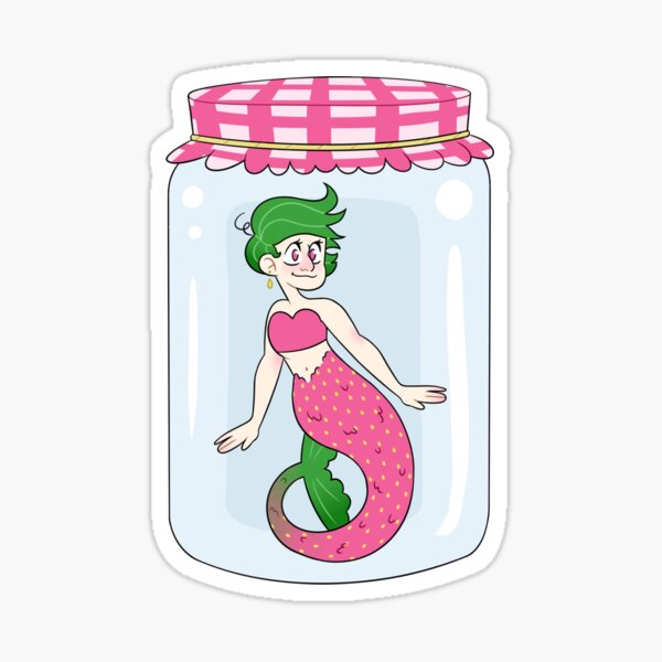 "Strawberry Jam Mermaid" Sticker for Sale by CarryOnDrawing | Redbubble
