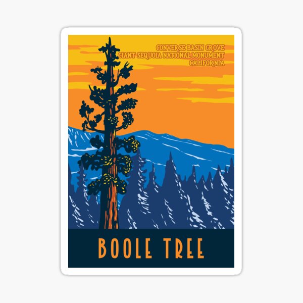 "WPA Poster Art of the Boole Tree giant sequoia in Converse Basin Grove ...