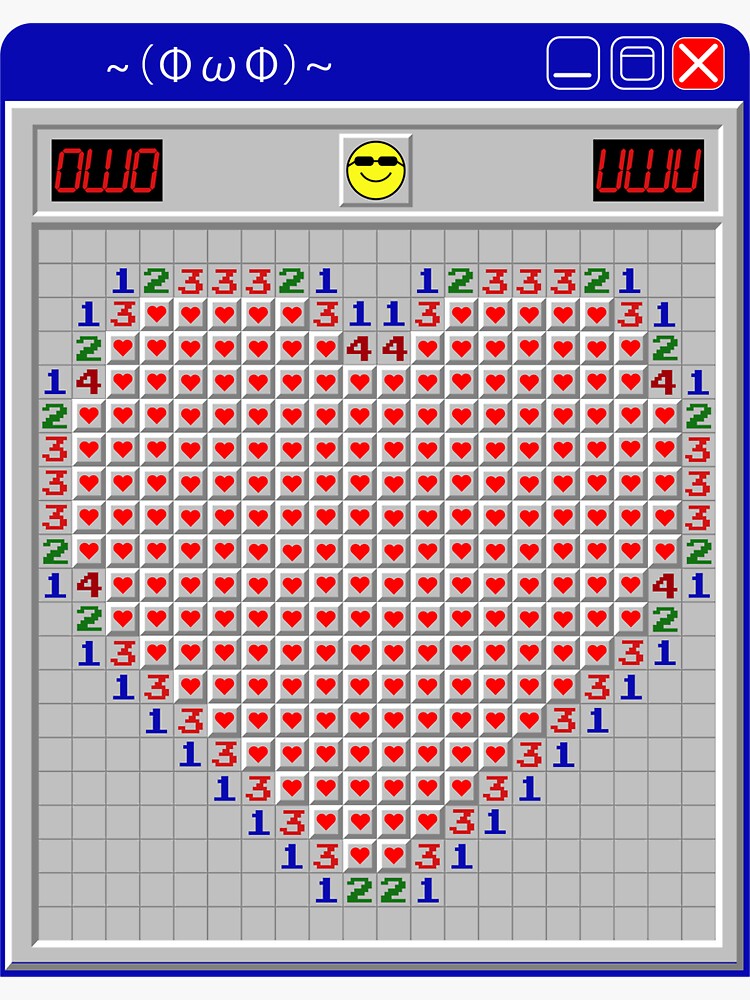 " Retro Y2K Heart Minesweeper Inspired Cute" Sticker for Sale by Dr ...