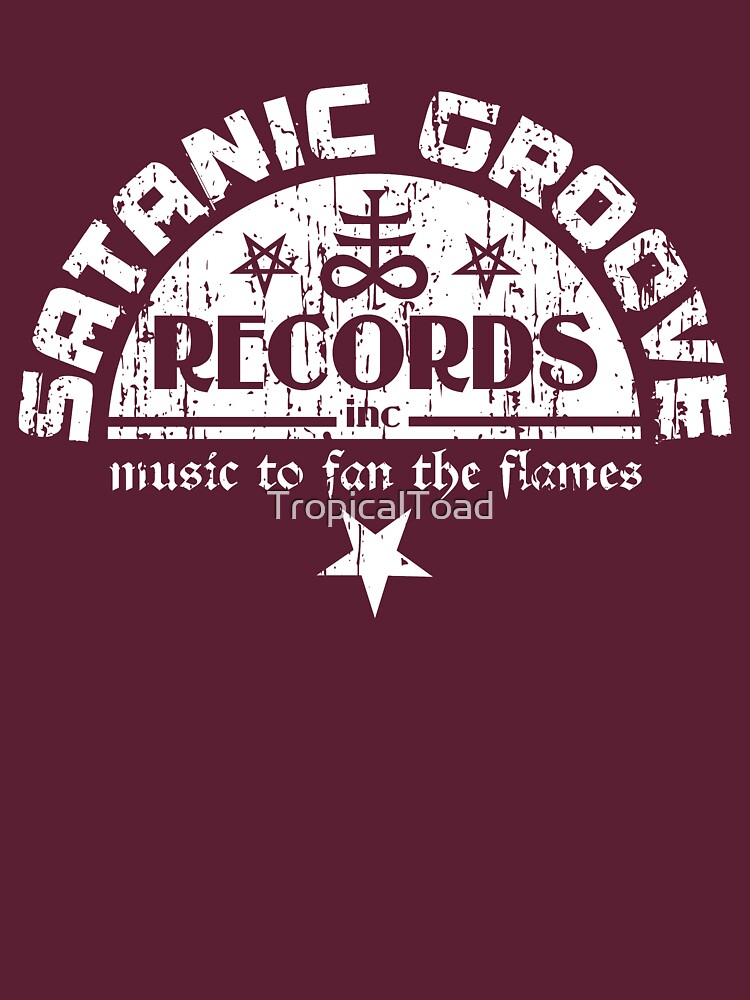 "Vintage Style Satanic Record Label with Cross & Pentagrams" T-shirt ...