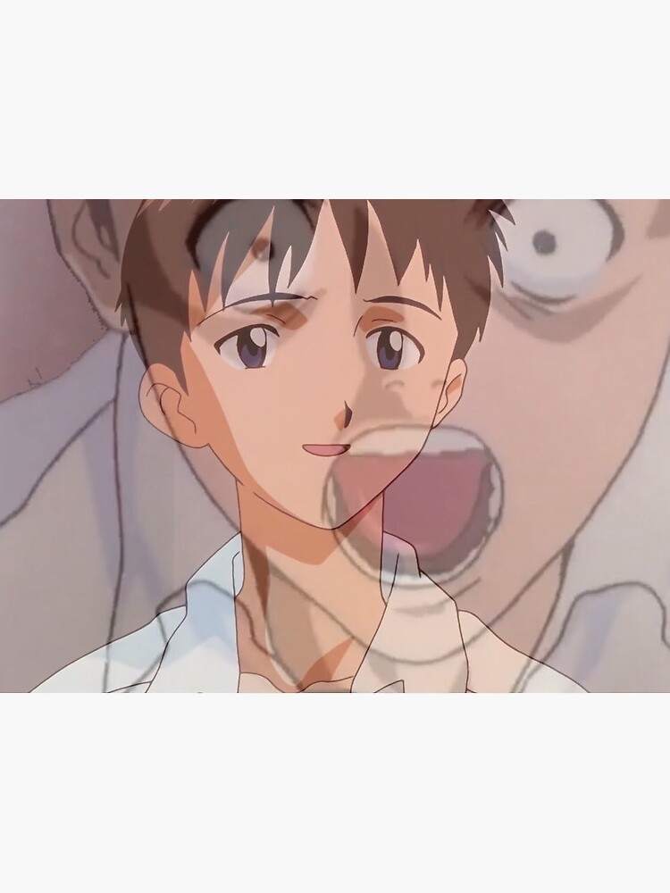 "meme - smiley/devasted shinji ikari (evangelion)" Sticker for Sale by ...